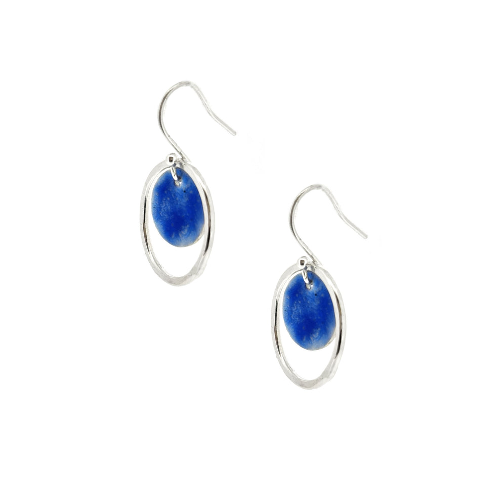 Nebula Circle Drop Earrings - Handmade Silver & Blue Enamel | Mijoux ...