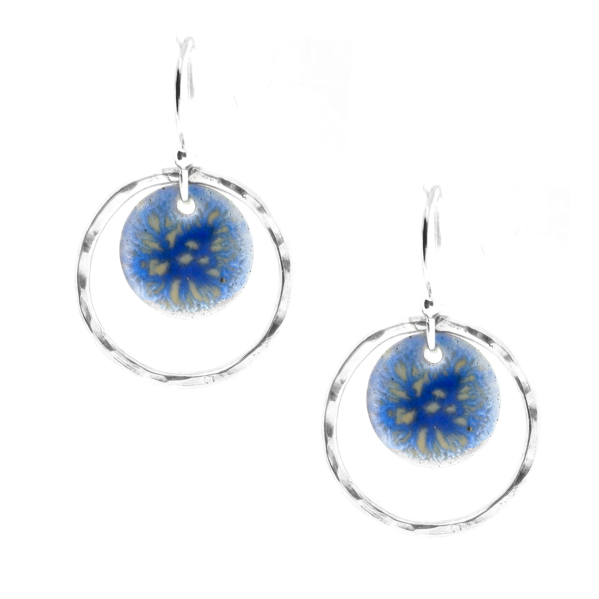 Nebula Circle Drop Earrings - Handmade Silver & Blue Enamel | Mijoux ...